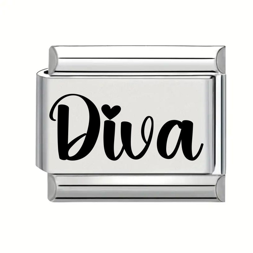 9mm Laser Engraved Charm - Diva – Charmed Jewellery