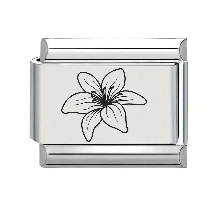 9mm Laser Engraved Charm - Flower 5 – Charmed Jewellery
