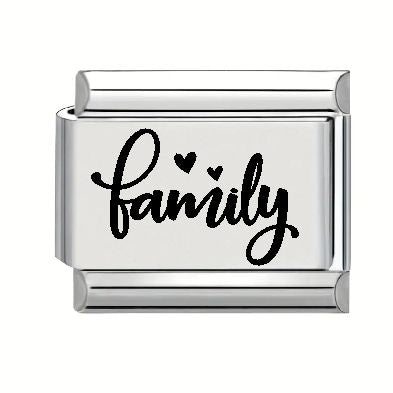 9mm Laser Italian Charm - Family – Charmed Jewellery