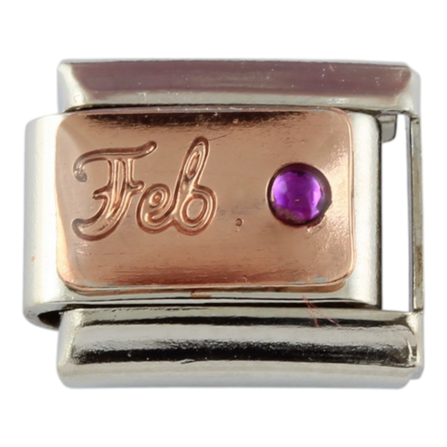 9mm Rose Gold Month Charm - February – Charmed Jewellery