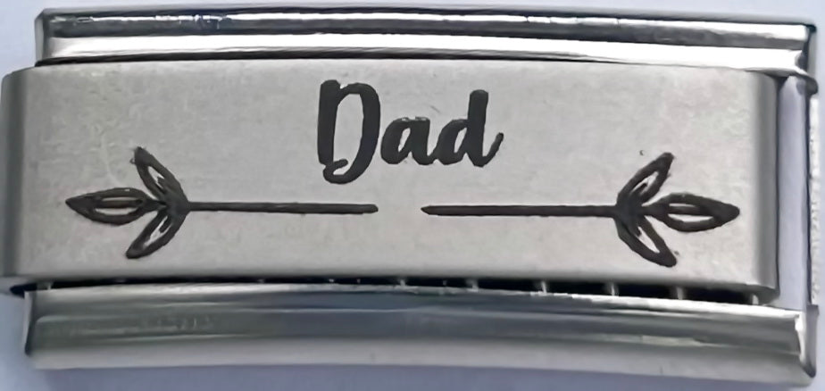 9mm Laser Italian Charm - Dad Superlink – Charmed Jewellery